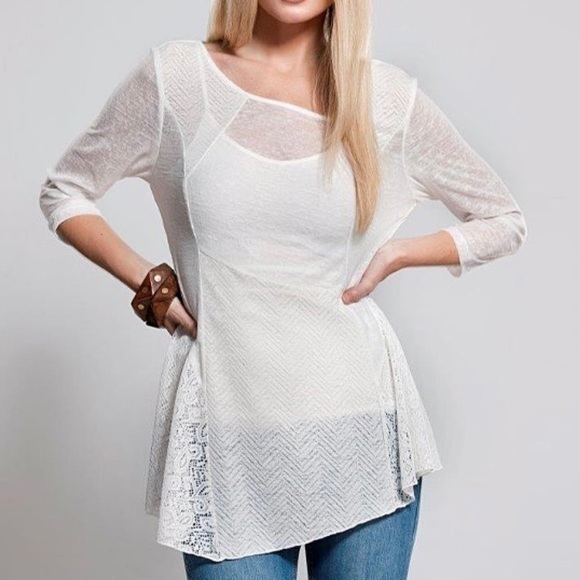 Dolce Cabo | Tops | Dolce Cabo Off White Sheer Tunic Small | Poshmark